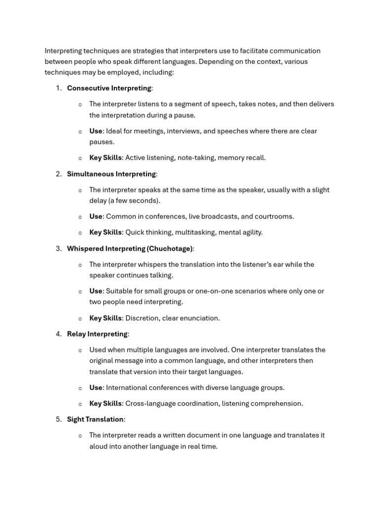 Interpreting Techniques Are Strategies That Interpreters Use To ...
