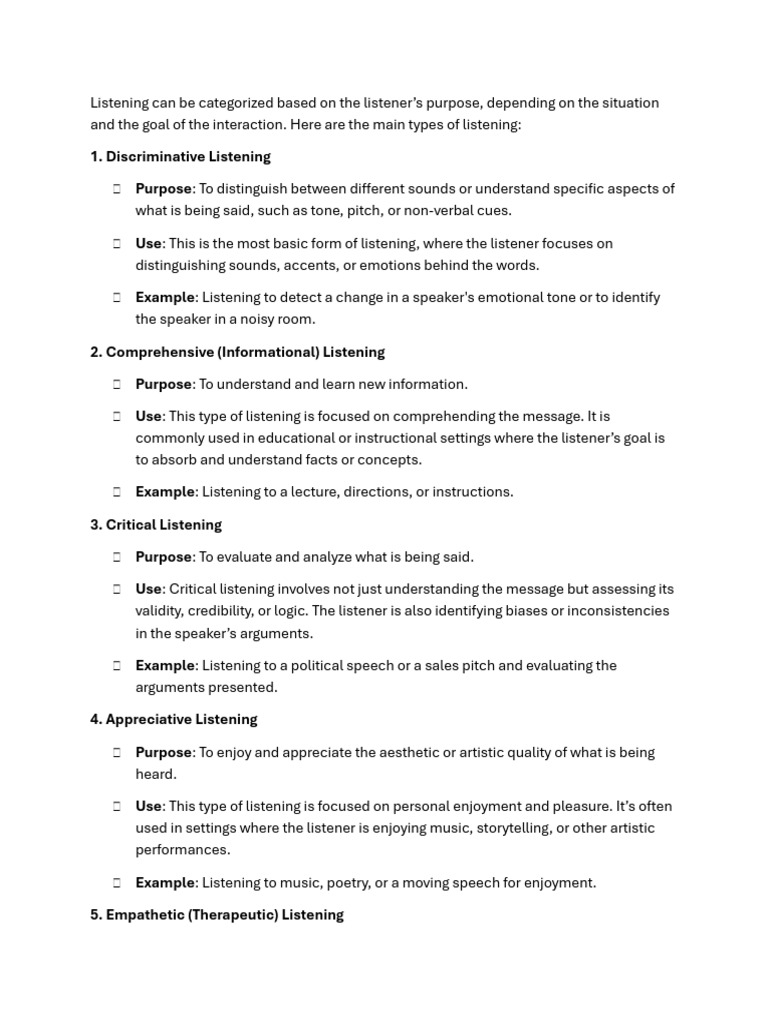 Listening Types | PDF