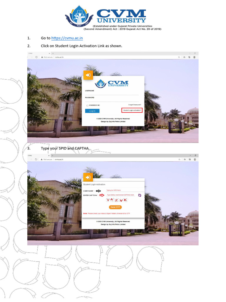 CVMU Student Portal Activation Guidelines | PDF