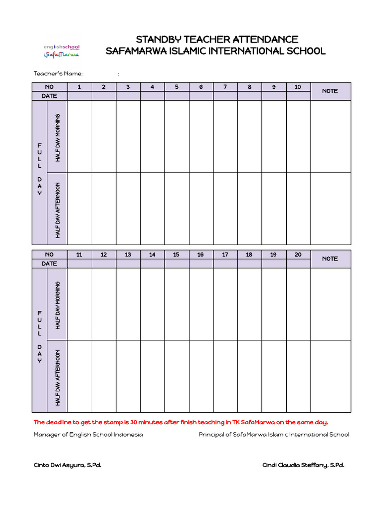 Standby Teacher Attendance New | PDF