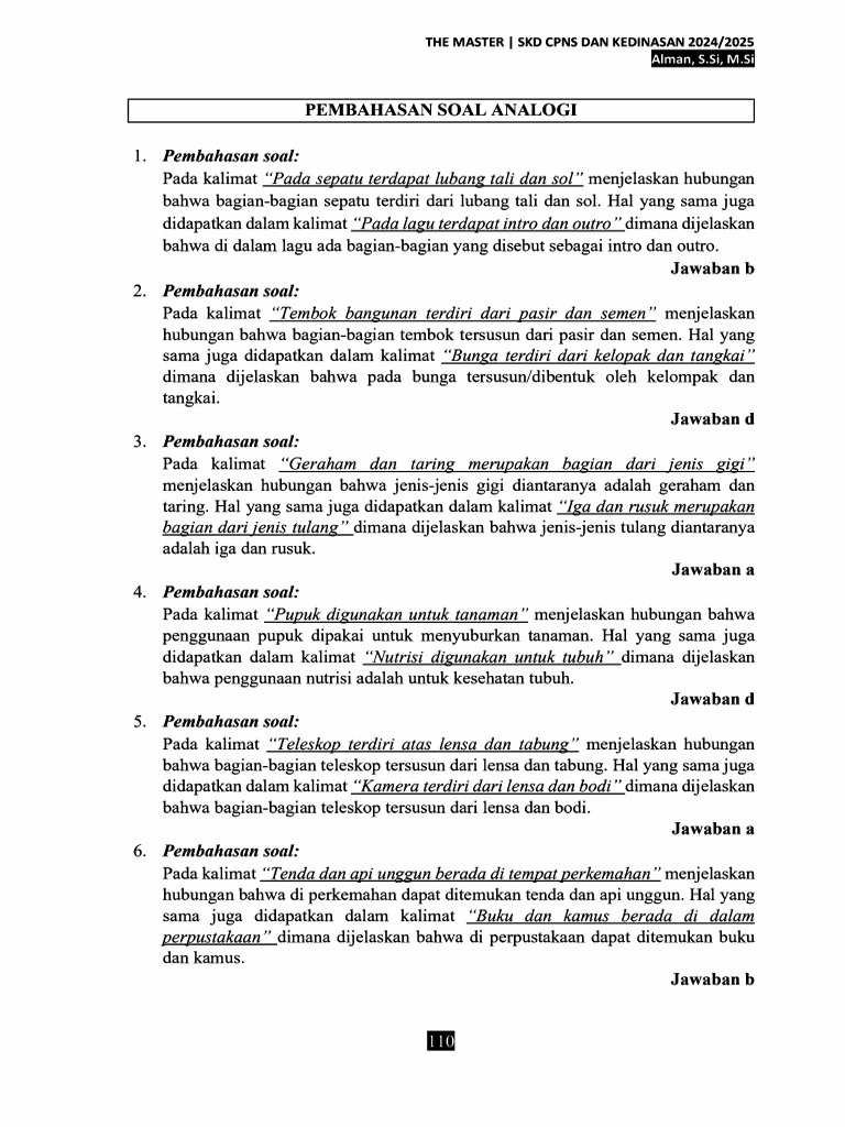 Pembahasan Analogi 1 | PDF