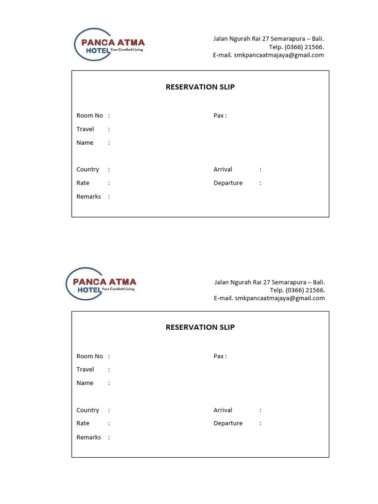 Reservation Slip | PDF