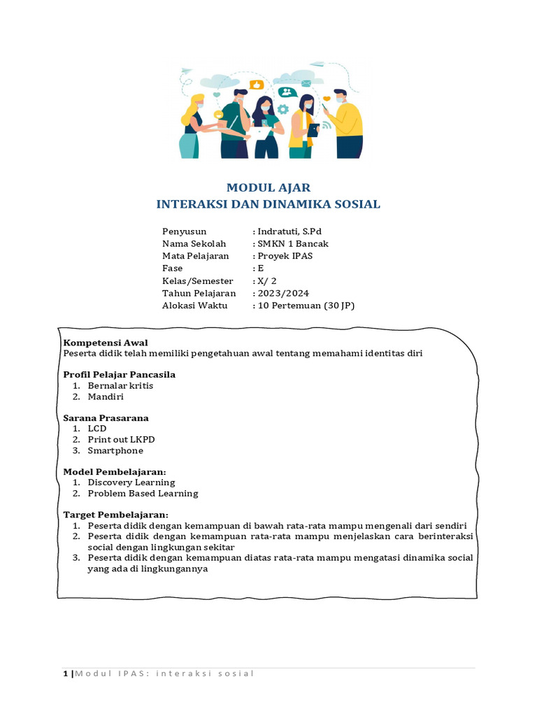 Aaa MODUL AJAR INTERAKSI DINAMIKA SOSIAL | PDF