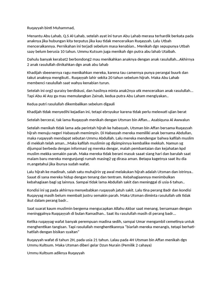 Ruqayyah Binti Muhammad | PDF