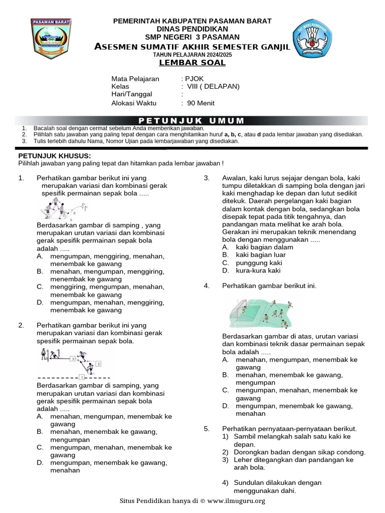 Soal Pjok Kelas Viii Semester Ganjil 2024-2025 | PDF