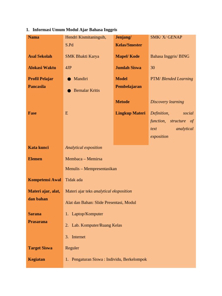 Modul Ajar Analytical Exposition Kismy Pdf