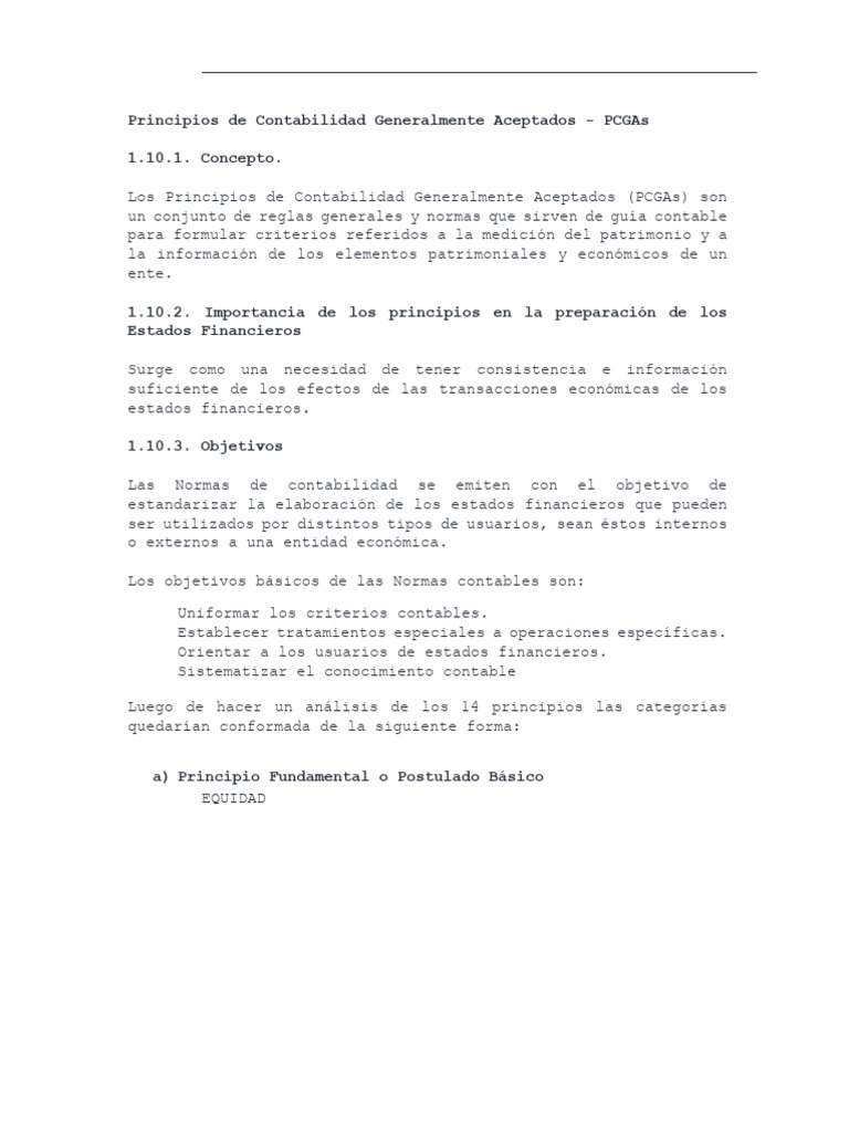 Principios de Contabilidad Generalmente Aceptados | PDF