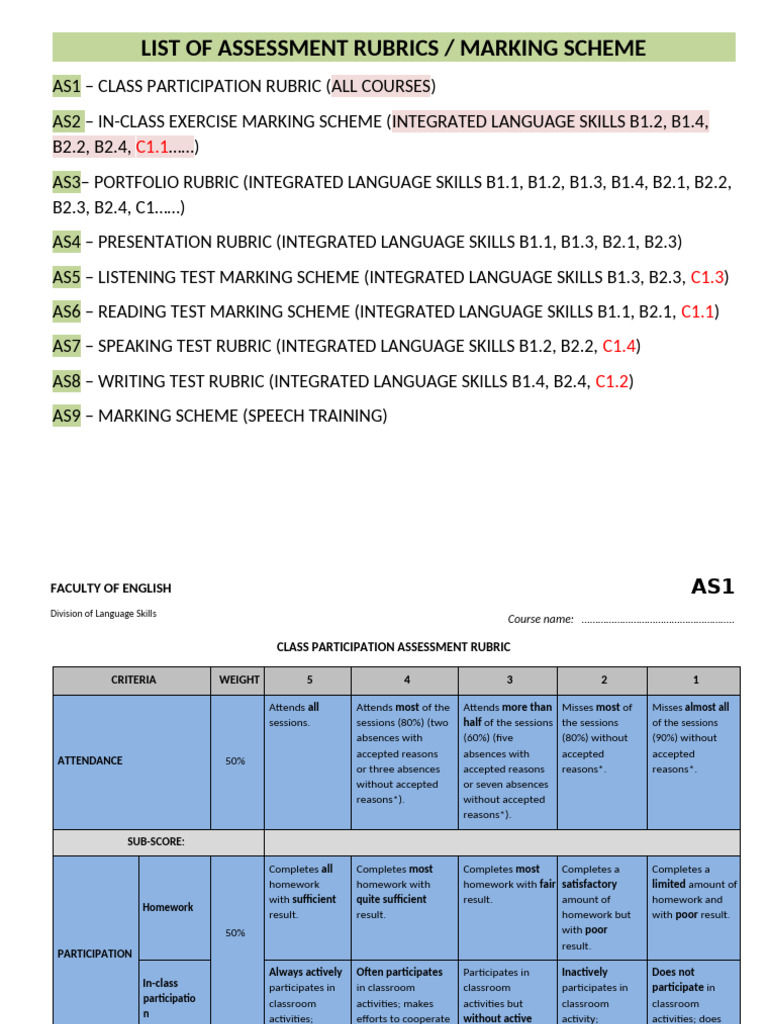 RUBRICS_ LANGUAGE SKILLS | PDF