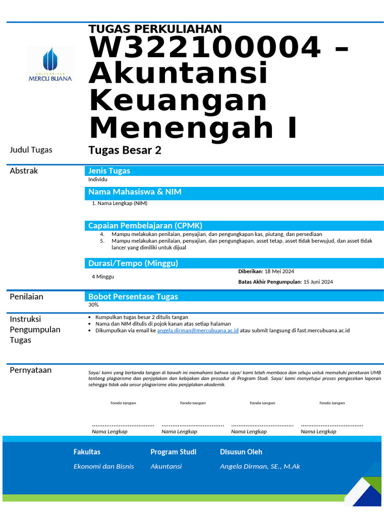 RTM 2 OBE - Akuntansi Keuangan Menengah 1 TAHUN 2024 | PDF