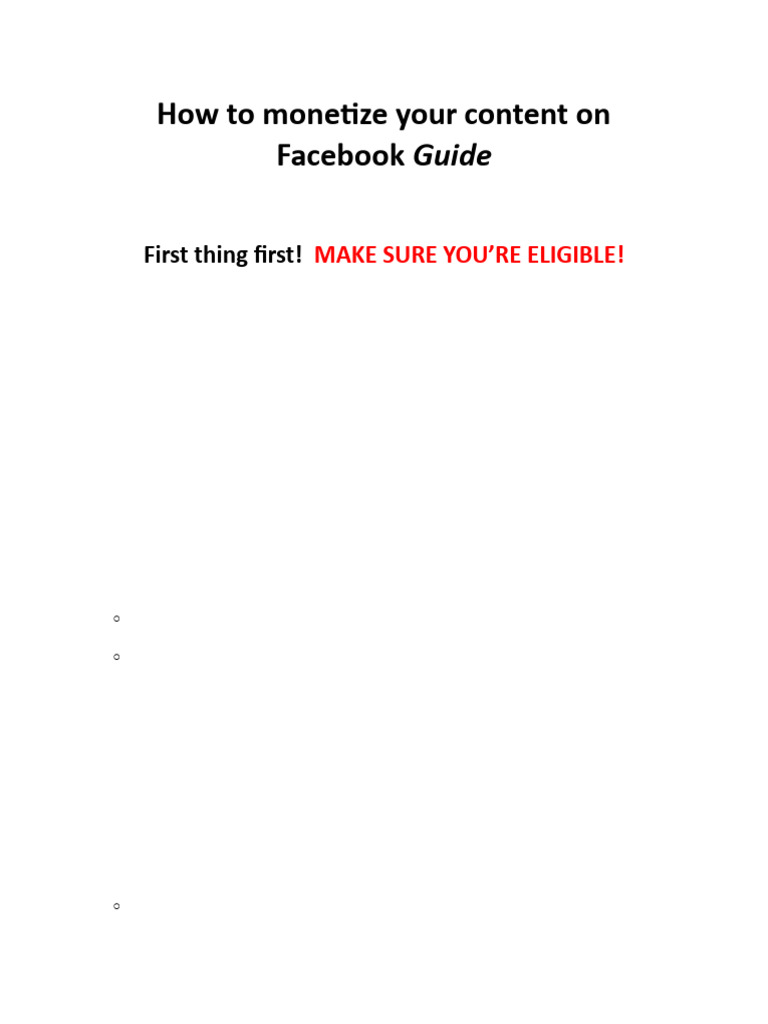 Facebook Monetization Guide | PDF | Career & Growth