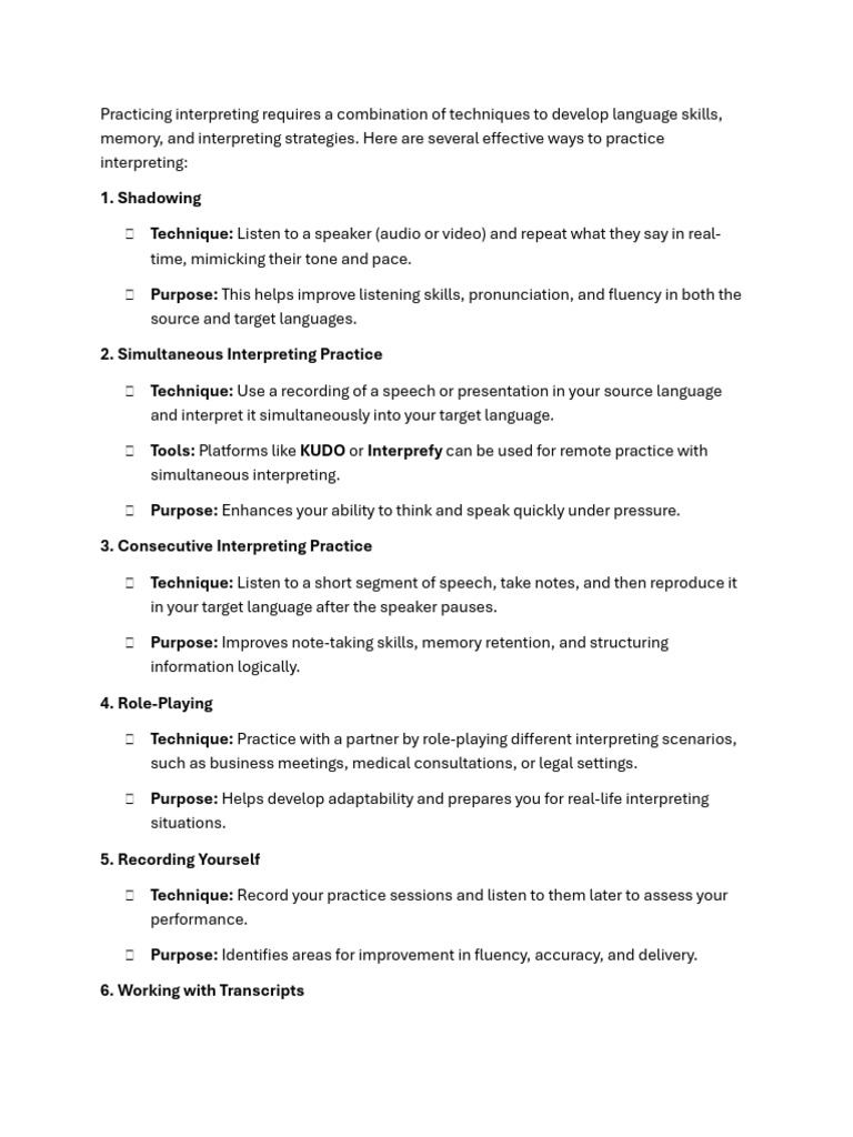 Practicing Interpreting Requires A Combination of Techniques To Develop ...