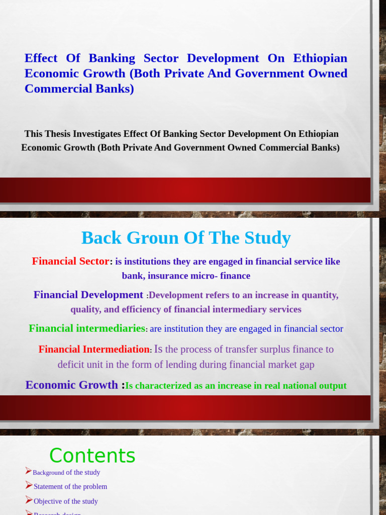 Effect of Banking Sector Development On Ethiopian Economic Growth (Both ...