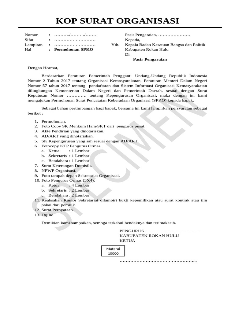 Permohonan SPKO | PDF