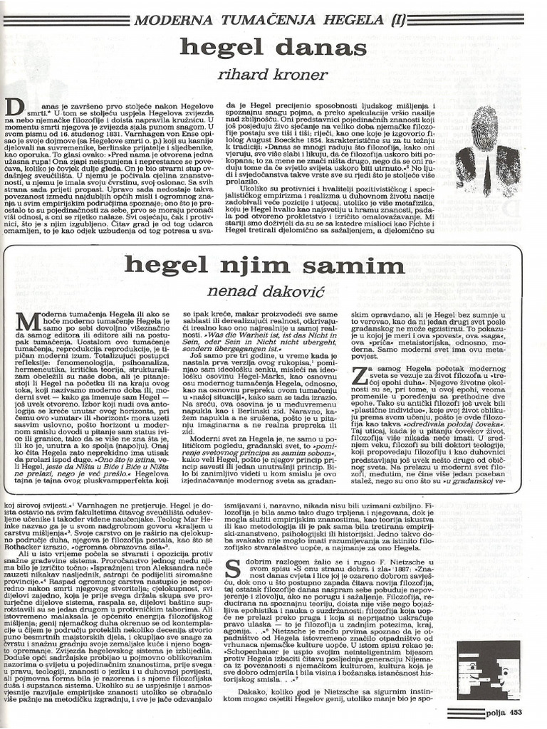 Ricard Korner, Hegel Danas | PDF