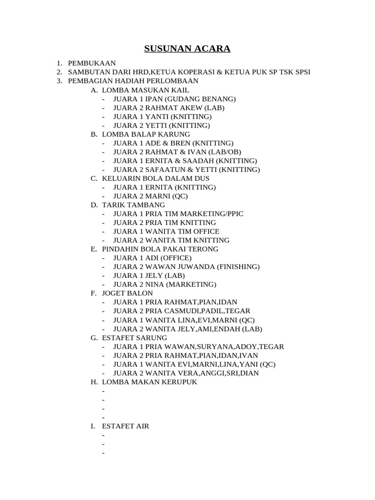 Susunan Acara | PDF