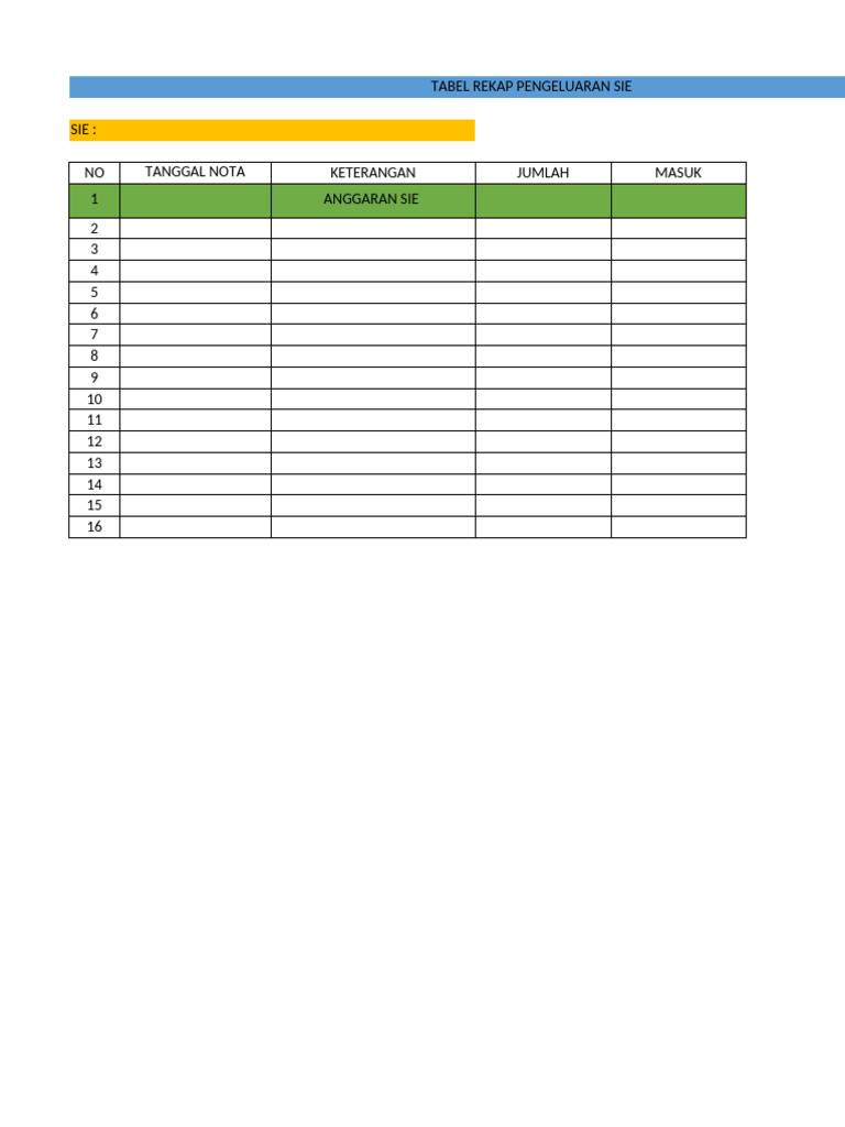 Tabel Rekap Pengeluaran Seksi Bidang | PDF