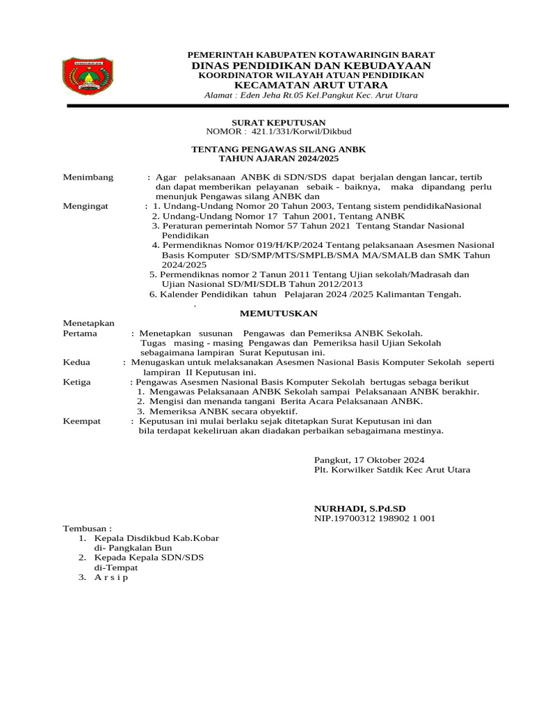 SK Pengawas Silang 2024 | PDF