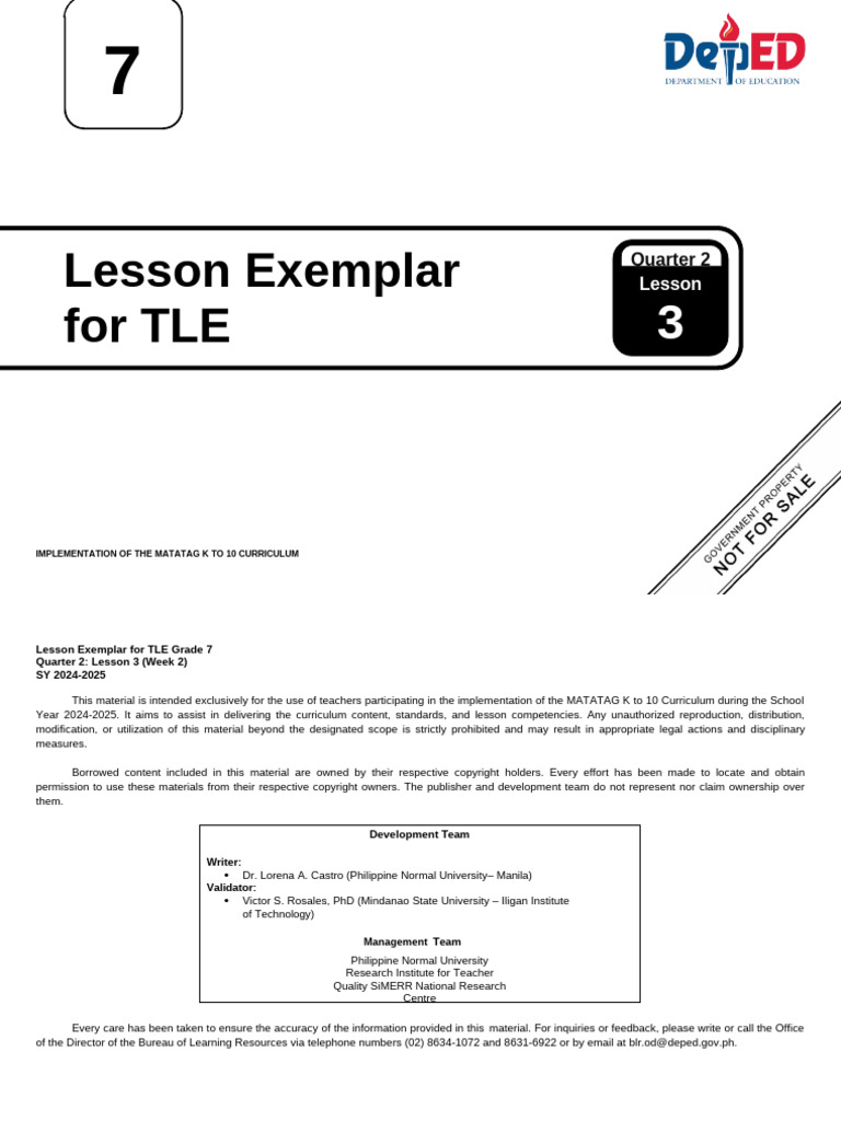 Q2 - LE - TLE 7 - Lesson 3 - Week 2 | PDF