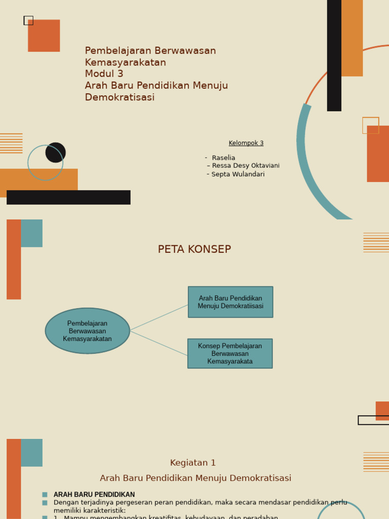 Pembelajaran Berwawasan Kemasyarakatan Modul 3 Arah Baru Pendidikan Menuju Demokratisasi | PDF