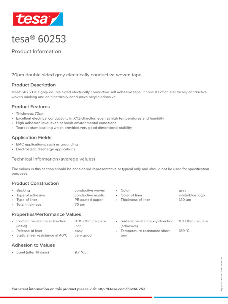 Prostech - Tesa® 60253 - 70 M Double Sided Grey Electrically Conductive ...