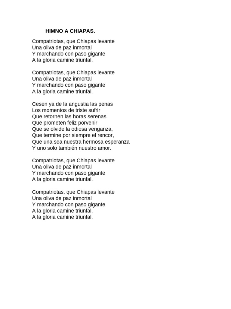 Himno a Chiapas | PDF