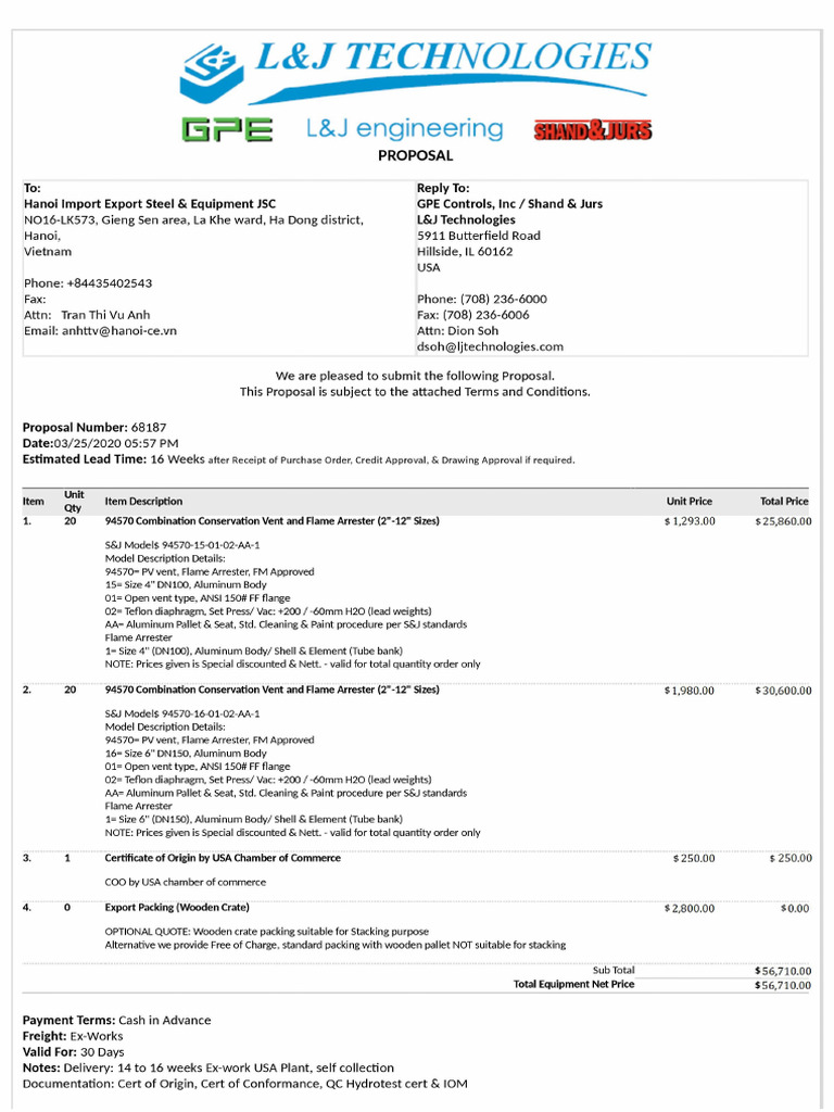 Quotation From L&J Technology | PDF