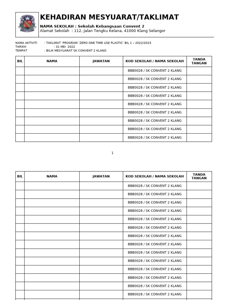 05 Borang ZEROPLASTIC | PDF