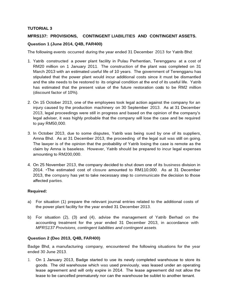 MFRS137 TUTORIAL 3-Q Updated | PDF