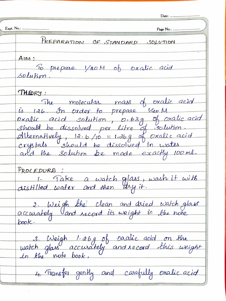 Expt - 3 - Preparation of Standard Solution | PDF