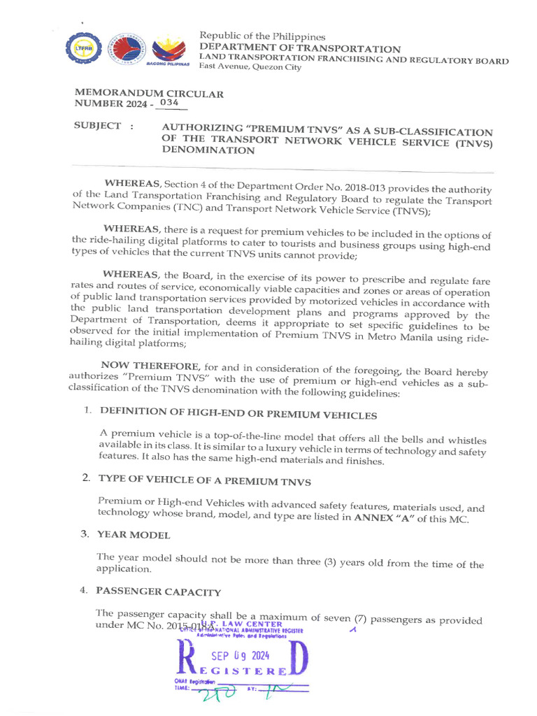 LTFRB MC-2024-034 | PDF