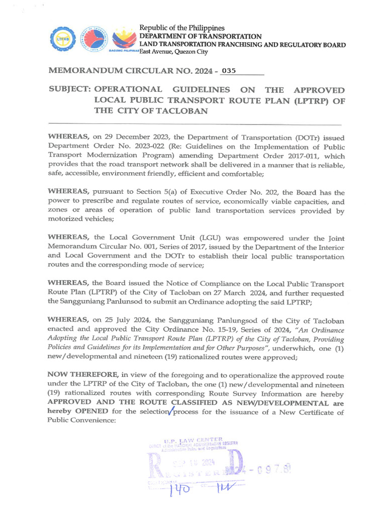 LTFRB MC-2024-035 | PDF