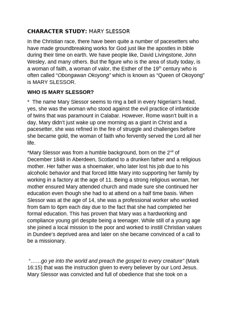 Mary Slessor: Life and Legacy | PDF