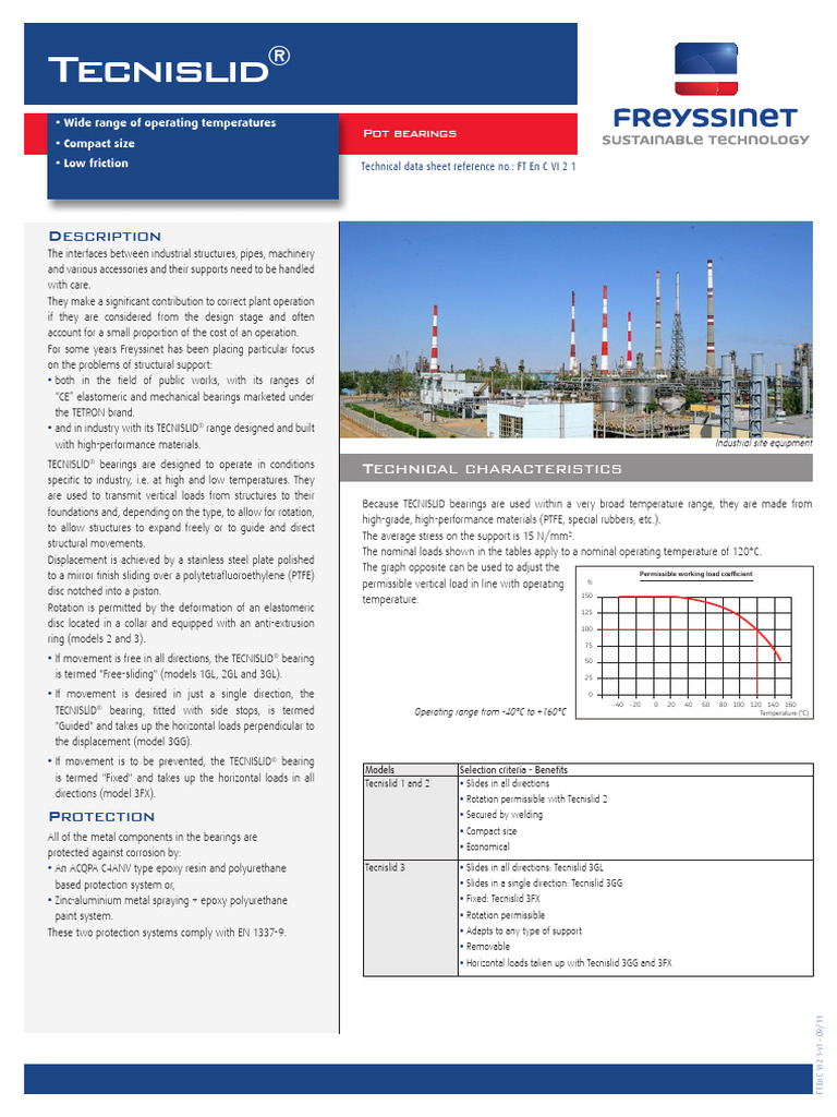 Bearings - Pot Bearings - Technislid - TechDataSheet - Freyssinet | PDF