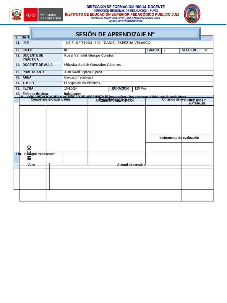 Sesion de Aprendizaje Modelo | PDF
