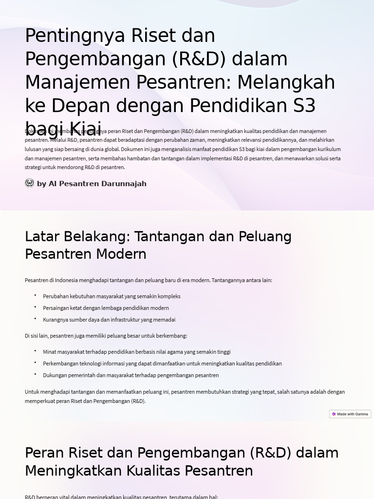 Pentingnya Riset Dan Pengembangan RandD Dalam Manajemen Pesantren Melangkah Ke Depan Dengan ...