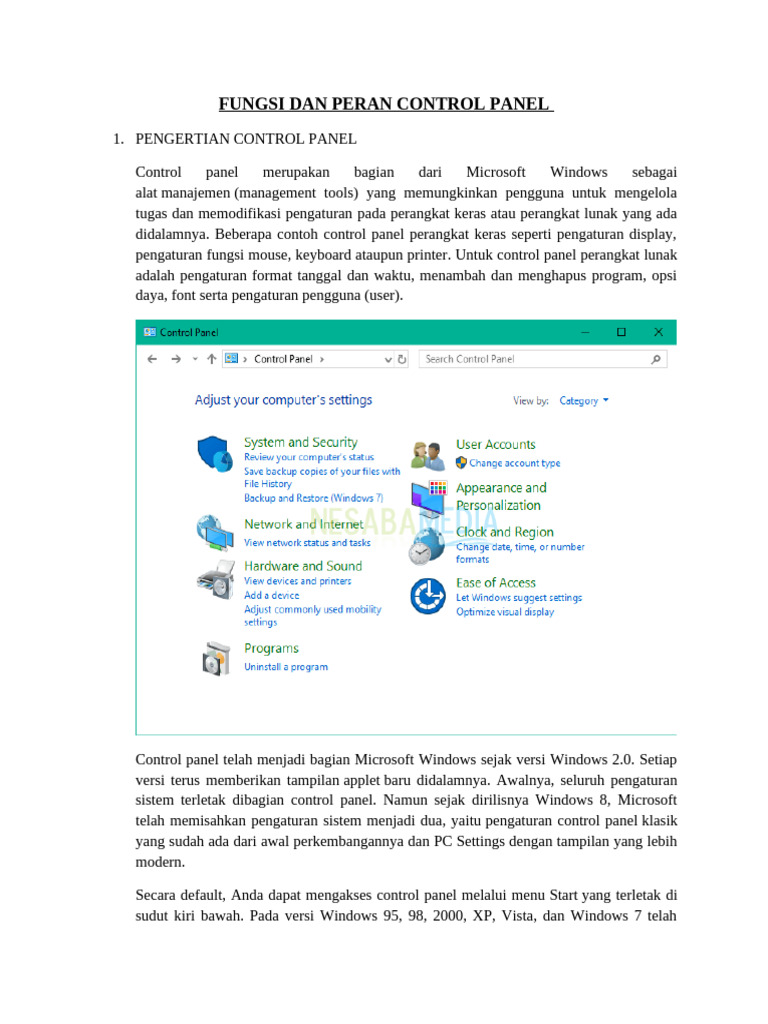 Fungsi Dan Peran Control Panel | PDF