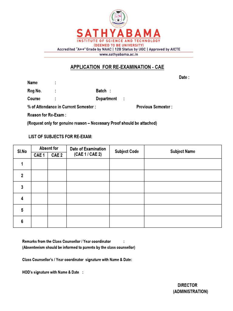 CAE Re-Exam Form | PDF