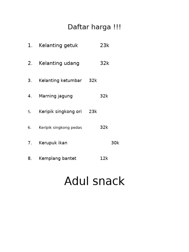 Daftar Harga JAJAN | PDF