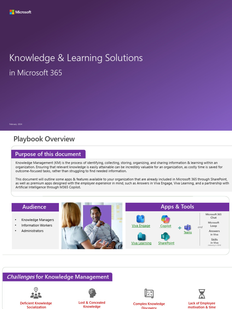 Knowledge and Learning Solutions in Microsoft 365 Playbook | PDF