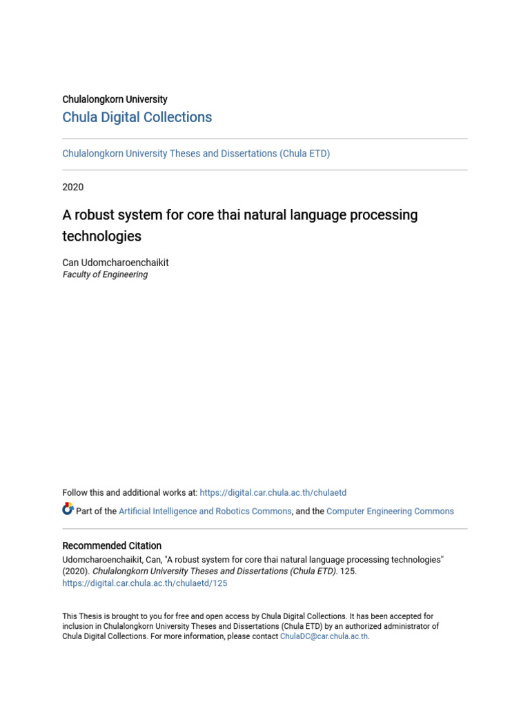 A Robust System For Core Thai Natural Language Processing Technol | PDF