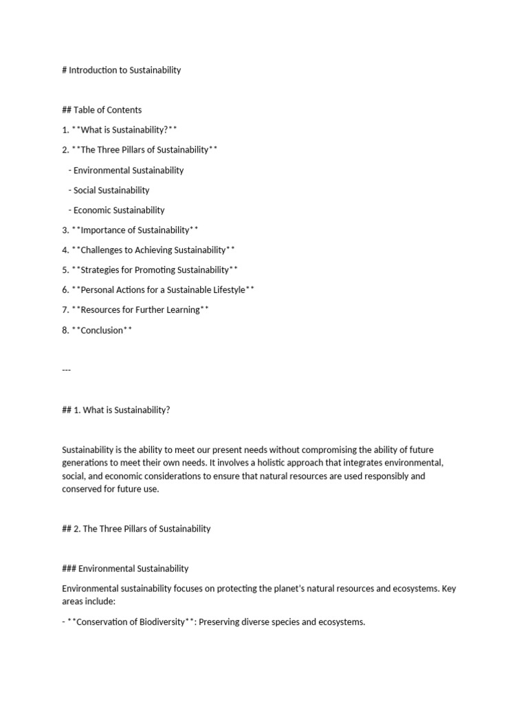Introduction To Sustainability | PDF