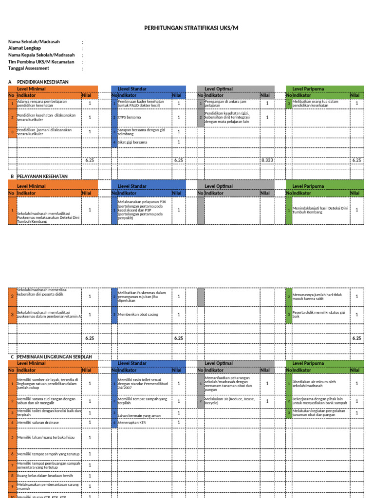 Perhitungan Stratafikasi Uks Tk-Sd-Smp-Sma 060624 | PDF