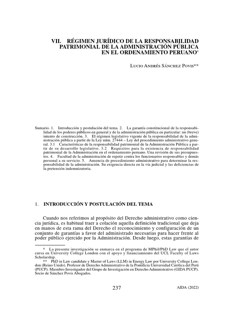 S Nchez Povis Responsabilidad de La Administraci N Per 1710998114 | PDF