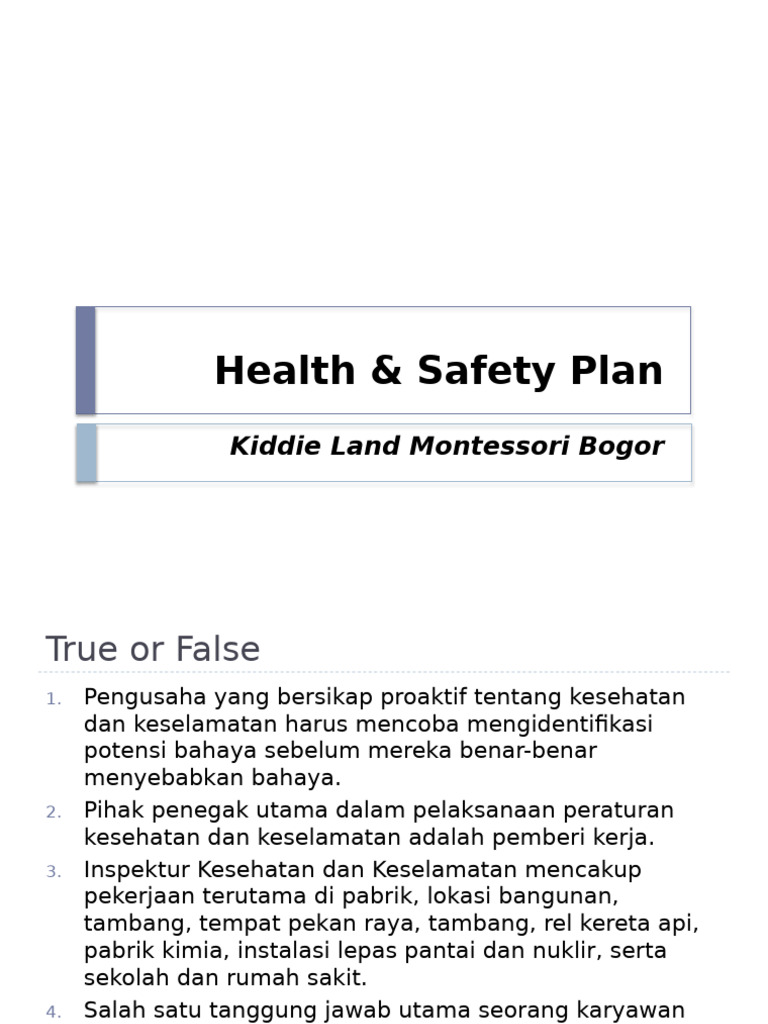 Health and Safety Plan | PDF
