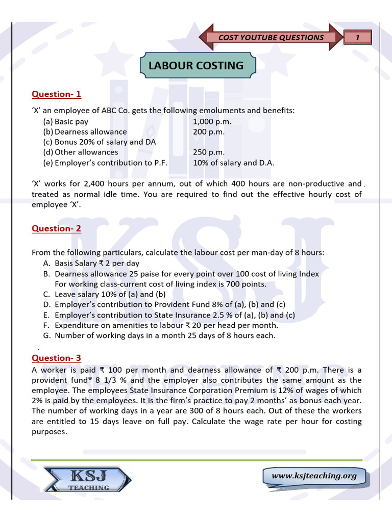 02 Labour Costing | PDF