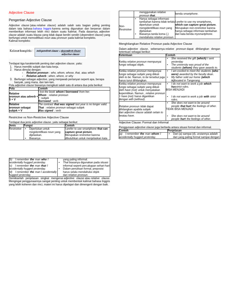 Adjective Clause | PDF