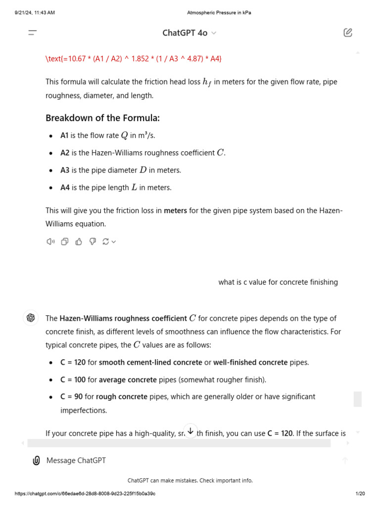 Atmospheric Pressure in Kpa | PDF