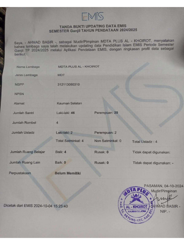 Bap Mdta Al-Khoirat. Ta 2024 Semester Ganjil PDF | PDF