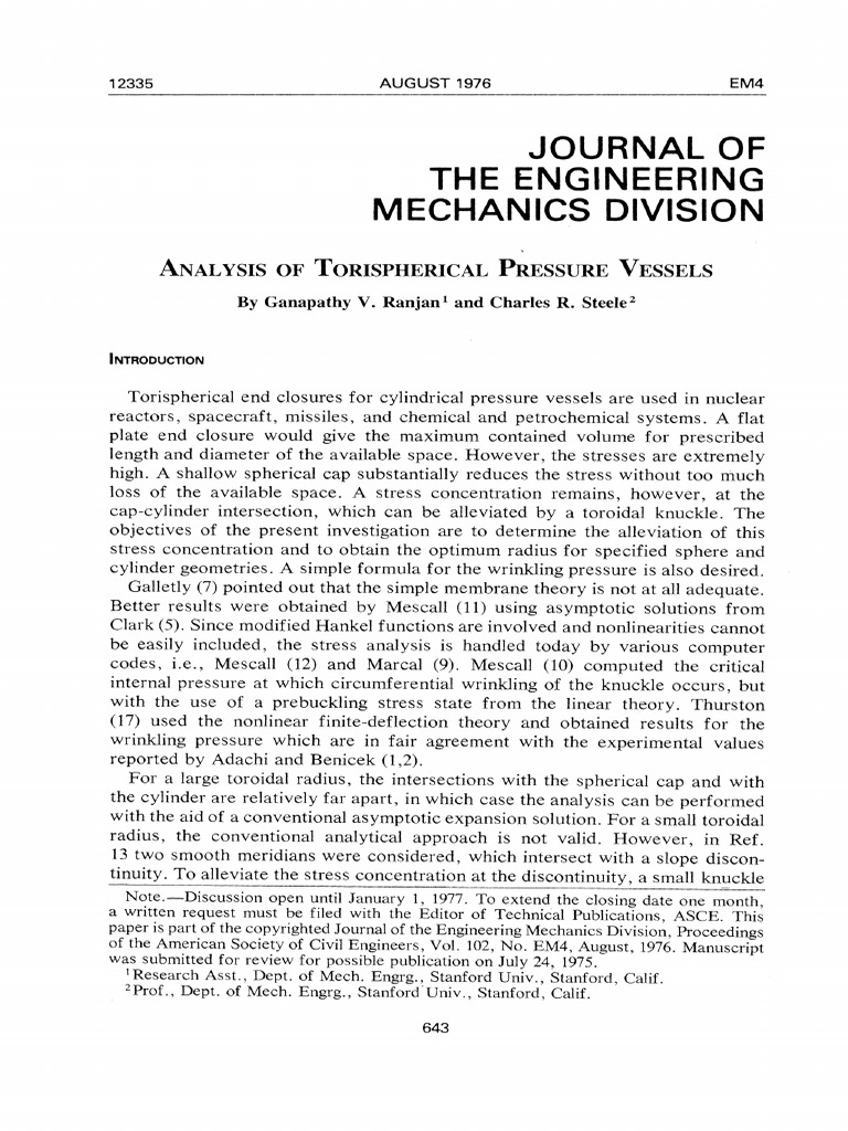 2021 Analysis of Torispherical Pressure Vessels | PDF