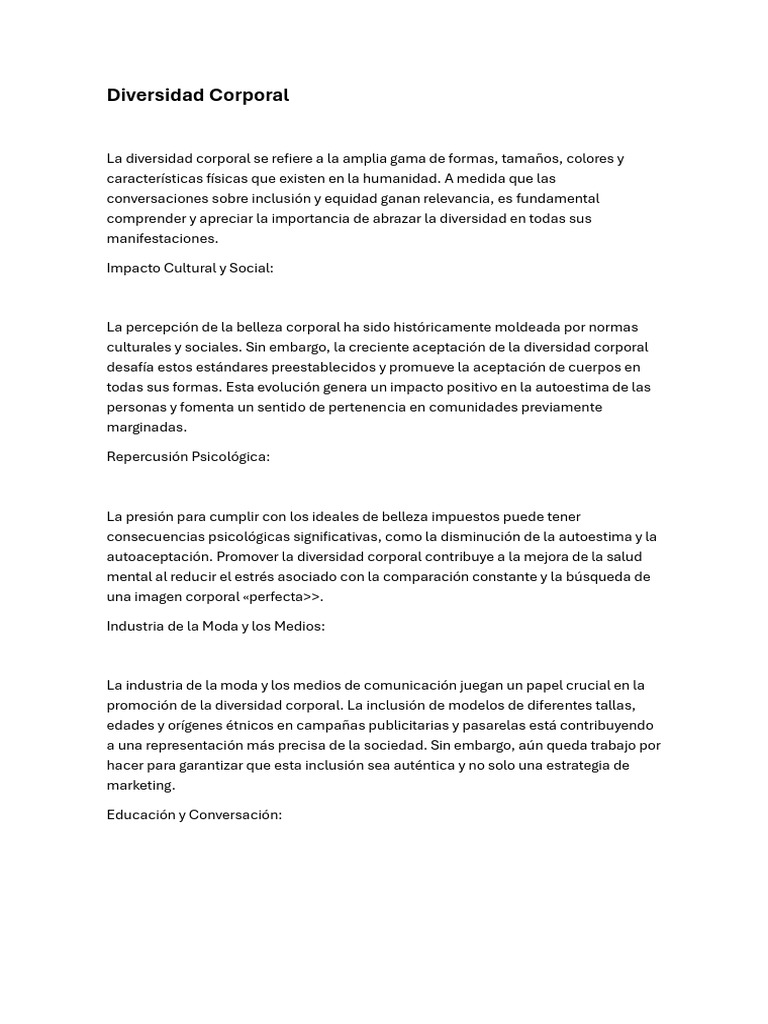 Diversidad Corporal | PDF